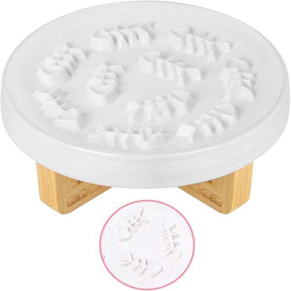 商品名Raised Cat Dog Slow Feeder Bowl with Stand, Cat Bowls for Slow Eating, Ceramic Elevated Slow Feed Cat Bowls, Pet Bowl...