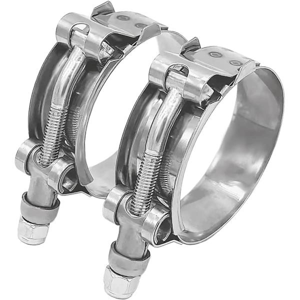 商品名Congiano 2 Pack 1.75 Inch T-Bolt Hose Clamps Stainless, Working Range 51-59mm for 1.75"" Hose ID, Stainless Steel Ban...