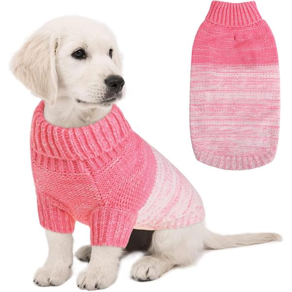 商品名Queenmore Knitted Pullover Dog Sweater, Turtleneck Pet Cat Sweater, Valentines Day Gifts Cold Weather Puppy Sweater S...