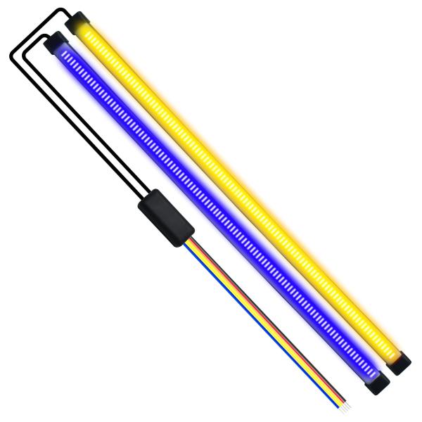 商品名:  BUKERME 2pcs 11.8'' Motorcycle LED Tail Light Strip,DRLs/Brake Light Blue &amp; Turn Signal Light Amber 3-in-1 Fuc...