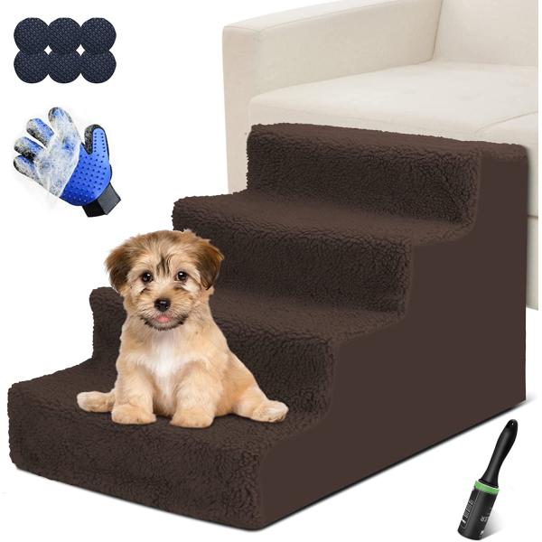 商品名Kphico Dog Steps for High Bed,4 Tiers Extra Wide Plastic Dog Stairs for Small Dogs,Non-Slip Dog Ladder with Removable...