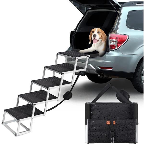 商品名Dog Ramp Portable Dog Steps for Cars and SUV Adjustable Aluminum Dog Stairs Lightweight Pet Ladder with Non-Slip Surf...
