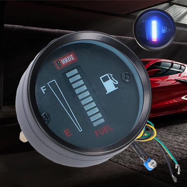 商品名Fuel Meter Gauge Indicator, Pointer Universal Fuel Tank Meter, 52mm Dia 12V LED Adjustable Resistance for Auto Motorc...