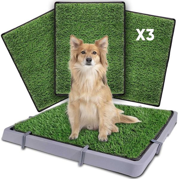 商品名Elepower Dog Grass Pad with Tray - Dog Litter Box - Anti-Slip Artificial Grass for Dogs - Includes 3 Grass Pads - Pot...