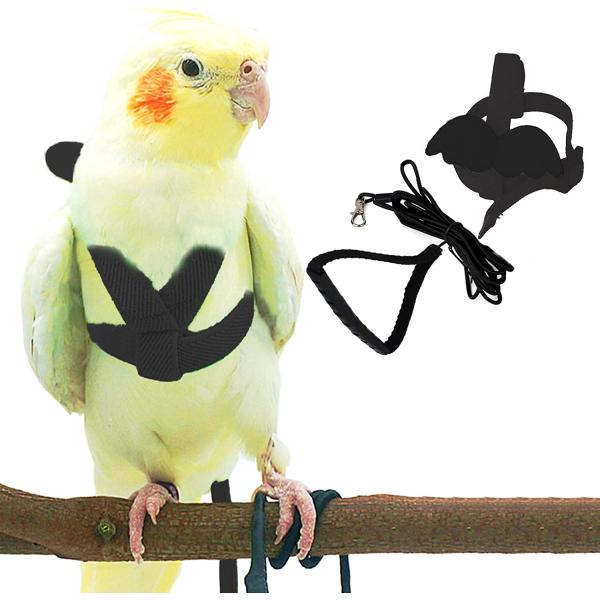 商品名Cockatiel Harness and Leash, Adjustable Parrot Bird Training Design Anti-Bite, Bird Nylon Rope with Cute Wing for Coc...