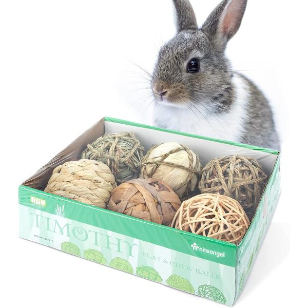 商品名Niteangel Natural Chew Activity Toys Fun Safe Hay Grass Pet Balls for Chinchilla Guinea Pig Rats Rabbits Hamster Gerb...