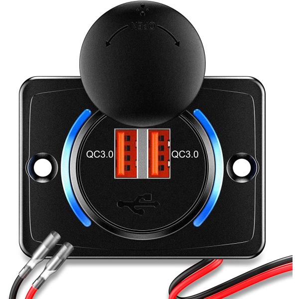 商品名Electop RV USB Outlet 12V Wall Mount, Quick Charge 3.0 Dual USB Car Charger Socket Power Outlet, 12V 24V USB Outlet A...