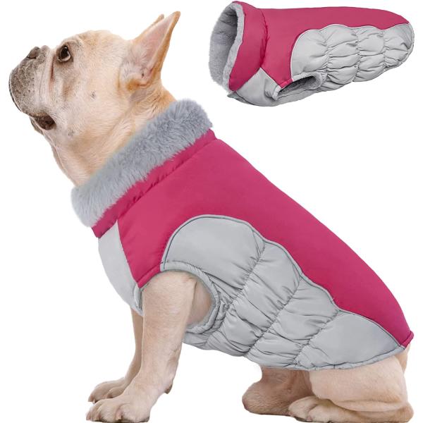 商品名Kuoser Padded Dog Coat, Warm Dog Jacket with Thicken Furry Collar, Dog Cold Weather Coats for Small Medium Dogs Refle...