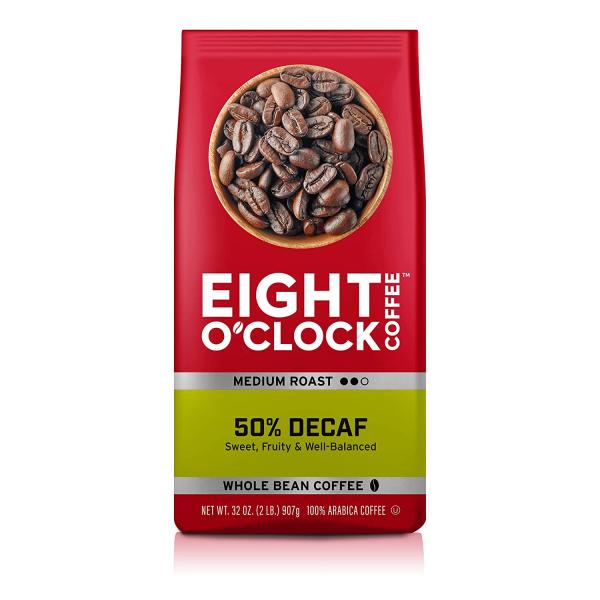 商品名Eight O'Clock Coffee 50% Decaf, Medium Roast Whole Bean Coffee, 100% Arabica, Kosher Certified, 32 Oz, Pack of 1ブランド：...