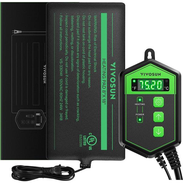 商品名VIVOSUN Reptile Heating Pad 8x18 Inch with Thermostat Combo Under Tank Terrarium Heating Mat Waterproof for Turtles, ...