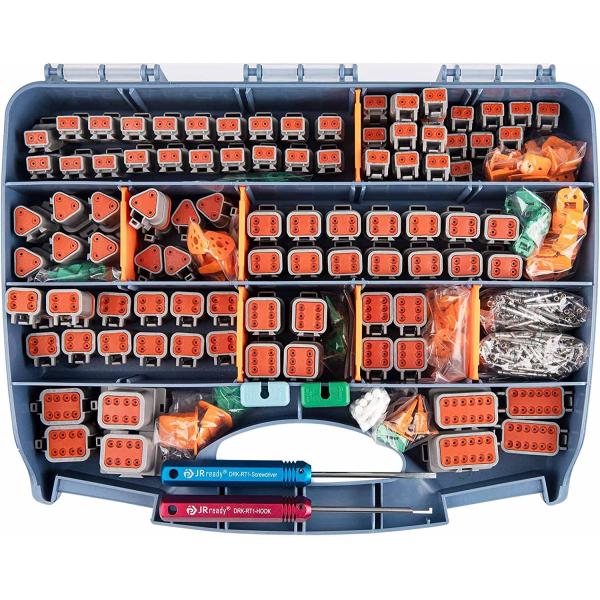 商品名JRready ST6313 DT Deutschコネクタキット、2 3 4 6 8 12ピングレーDTコネクタ、サイズ16ソリッドコンタクトTeriminals 14-20AWG、Deutsch DTシリーズコネクタキット、604ピ...