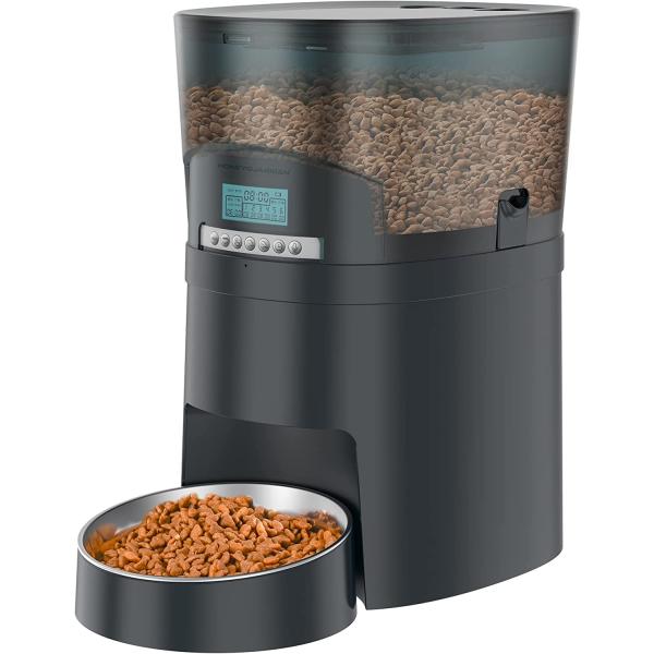 商品名HoneyGuaridan 自動給餌器 猫 中小型犬ペット用 猫餌自動 タイマー式 4.5L大容量 自動えさやり器 定時定量 1日6食 録音可 手動給餌可 2WAY給電 乾燥剤内蔵 いつでも新鮮な餌 簡単に使える 留守も安心 日本語説...
