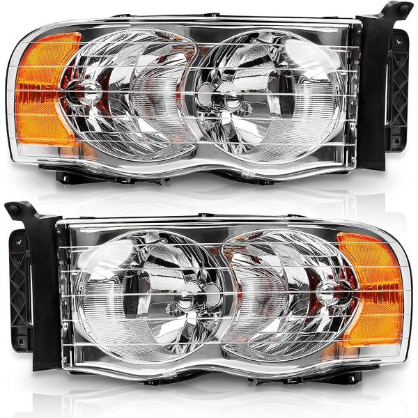 商品名TopAutoGear Assembly Compatible with 2002-2005 Dodge Ram Pickup Truck OE Style Clear Lens Chrome Housing with Amber R...