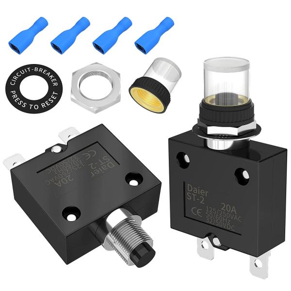 商品名Joinfworld 2Pcs Thermal Circuit Breaker 20 Amp Manual Reset Push Button Overload Protector Switch with Waterproof Cov...