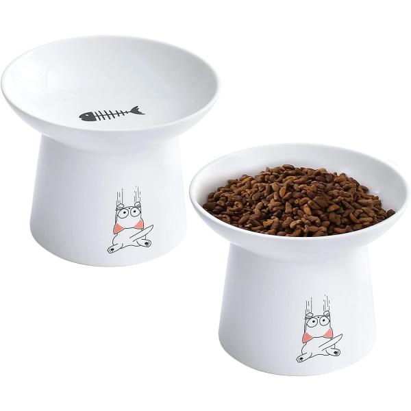 商品名6.5 Inch Extra Wide Ceramic Raised Cat Bowls, Upgraded Elevated Porcelain Cat Food Water Bowl Dish, Stress Free Pet F...