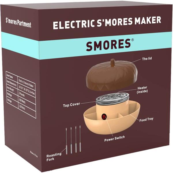 商品名：Smores Maker, Electric Flameless S'mores Maker with Lid, Tabletop Indoor Smores Kit with 4 Compartment Trays and 4 F...
