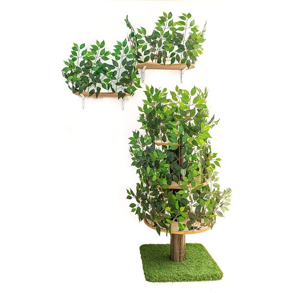 商品名On2 Pets Bundle Cat Activity Tree with Leaves, Cat House &amp; Cat Condo with a Set of 2 Wall-Mounted Cat Shelves, Ma...