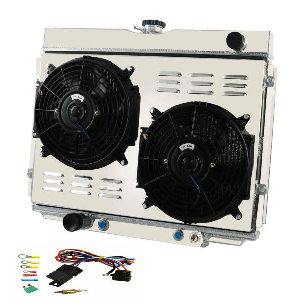 商品名: HKAUTOPART ラジエーター 1967-1970 フォード フェアレーン ファルコン マスタング ランチェロ &amp; 1968-1970 マーキュリー クーガー 7.0L V8、3列フルアルミラジエーター + 2 x 1...