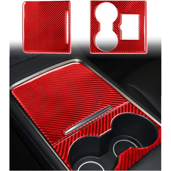 商品名YJMOTOR フィット Tesla Model 3/Y 2021 2022 センターコンソールラップキット、カードホルダー Tesla Model 3/Y用 センターコンソールカバー ステッカー プロテクター アクセサリー、(プレミ...