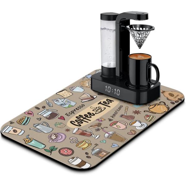 商品名：Fun Coffee Mat 19inx12in,Coffee Bar Mat for Countertops,Absorbent Hide Stain Anti-Slip Coffee Bar Accessories Fit Un...