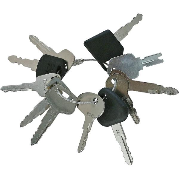 商品名Recmod フォークリフトキーマスターセット チェーン付き 11本 コマツ ボルボ トヨタ ドゥーサン 日産 ハイスター JCB エール キャタピラー 三菱 ニューホランド グラドール ラル フォークリフトリフト ユニバーサルキーセ...