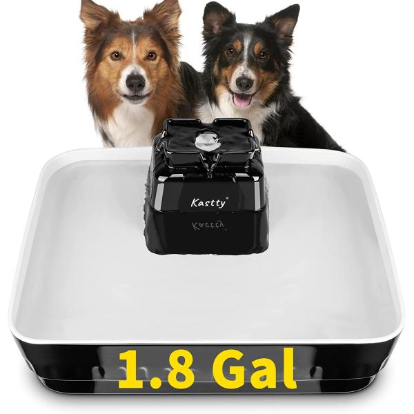 商品名1.8ガロン 大型犬用噴水 天然セラミック ペット給水器 人間のグレード 健康な犬用噴水 内臓 負担のないペット用飲料噴水 犬に優しい深型/幅広/大型の水槽付き1.8 Gal Large Dog Water Fountain, Nat...