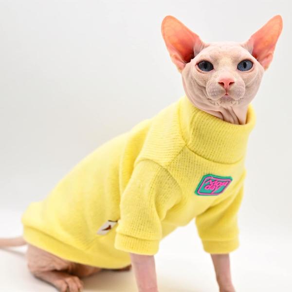 商品名Sphynx Cat Clothes Autumn and Winter Thickened Warm Quilted Vest Shirt Hairless Cat Clothes Devon Cat Bottoming Shirt...