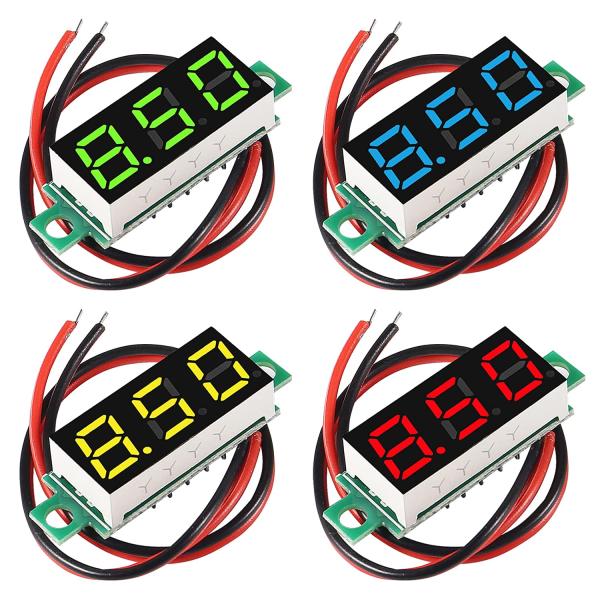 商品名QCCAN 4PCS 0.28 Inch Two-Wire DC LED Digital Voltmeter 2.5V-30V Mini Digital Voltmeter Mix 4 Colors- Red/Green/ Blue/...