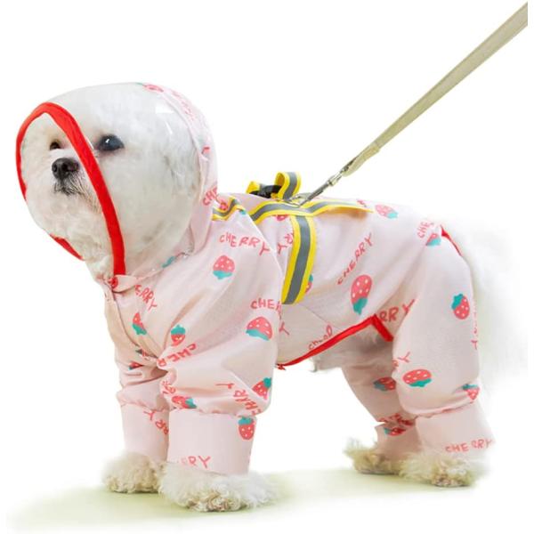 商品名Mitili Cute Puppy Dog Raincoat Four-Legged Waterproof All-Inclusive with Hat,Waterproof Rain Jacket with Night Reflec...