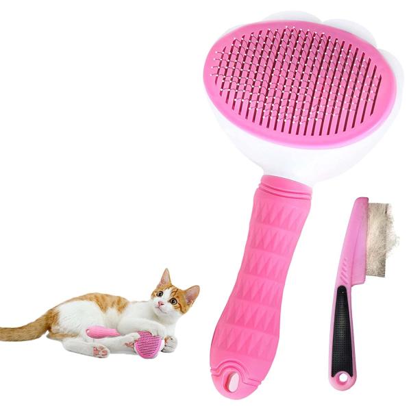 商品名Cat Brush for Grooming, Pet Self Cleaning Slicker Brush with Cat Hair Comb (PINK PLUS)ブランド：sharozen商品サイズ：高さ：5.8 cm横幅：...