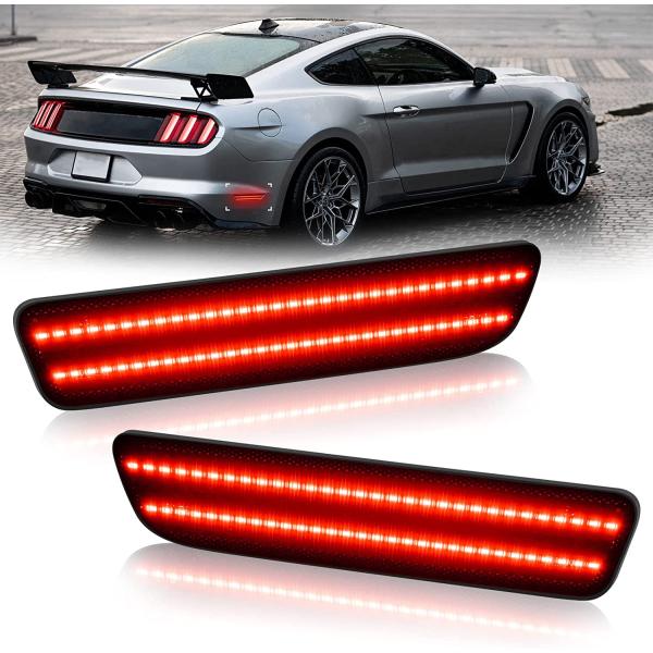 商品名D-Lumina Smoked Lens LED Side Marker Lights Compatible with Fo-rd Mustang 2005-2009, Dual Rows Red Fender Side Marker...