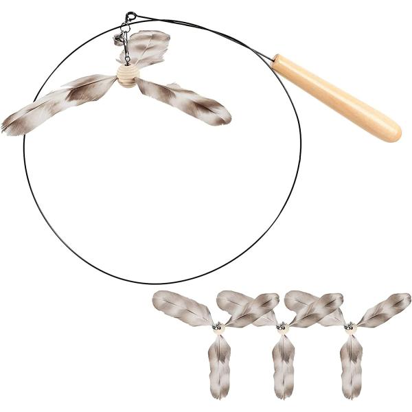 商品名FUKUMARU Cat Wand Toy, 35.5 Inch Cat Feather Propeller Toy with Bell, Steel Wire Cat Toy for Indoor Cats with Natural...