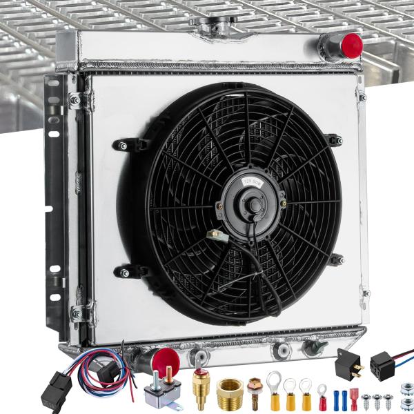 商品名: HKAUTOPART ラジエーター フォード フェアレーン ファルコン マーベリック マスタング トリノ 1963-1977 &amp; Mercury Comet Cougar 1966-1973、3列フルアルミニウムラジエータ...