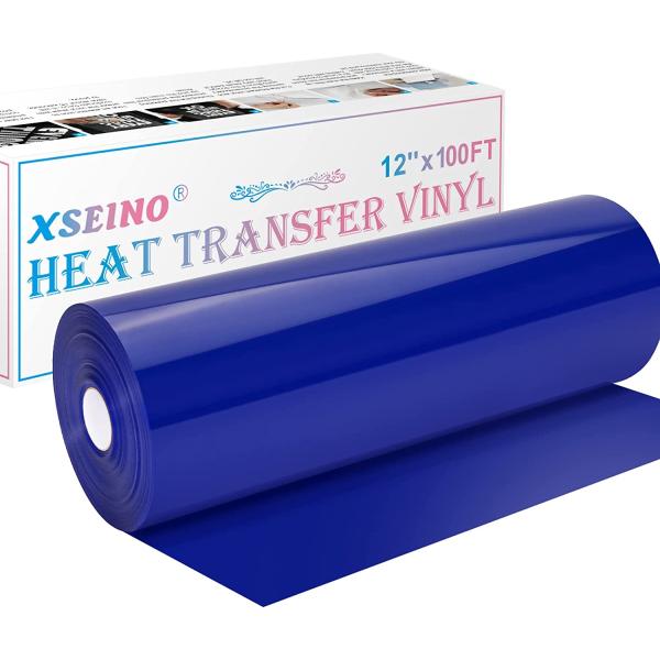 商品名XSEINO Heat Transfer Vinyl Roll, 12"" x 100FT PU HTV Vinyl Roll with Teflon for Shirts,RoyalBlue Iron on Vinyl Roll f...