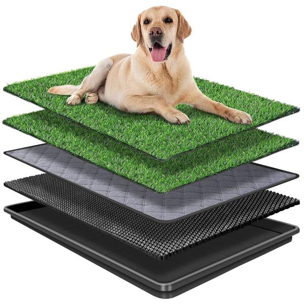 商品名GoldOuya 35.4 x 24in Dog Grass Pad with Tray for Indoor/Outdoor Large Dog Potty Training, Dog Litter Box is a Complet...