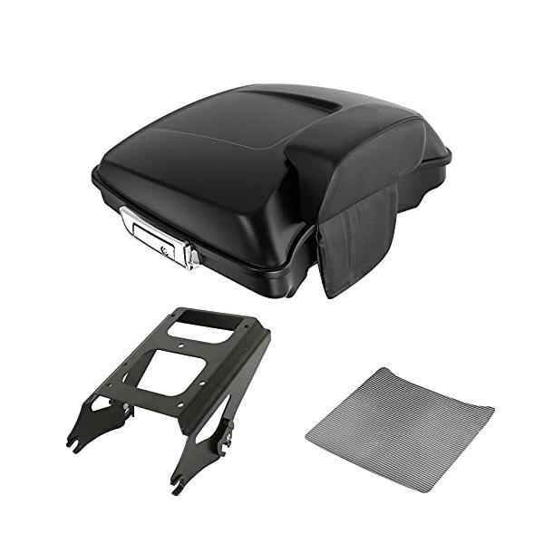 商品名:  Green-L Matte Black Razor Pack Trunk with Backrest Pad 2 Up Mount Rack Fit for Harley Touring Electra Road Street ...
