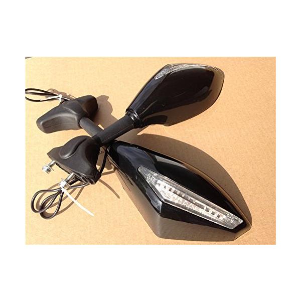 商品名:  HTTMT MT085- Motorcycle Integrated Led Turn Signals Side Mirrors Compatible with Universal Gloss Blackブランド: HTTMT高...