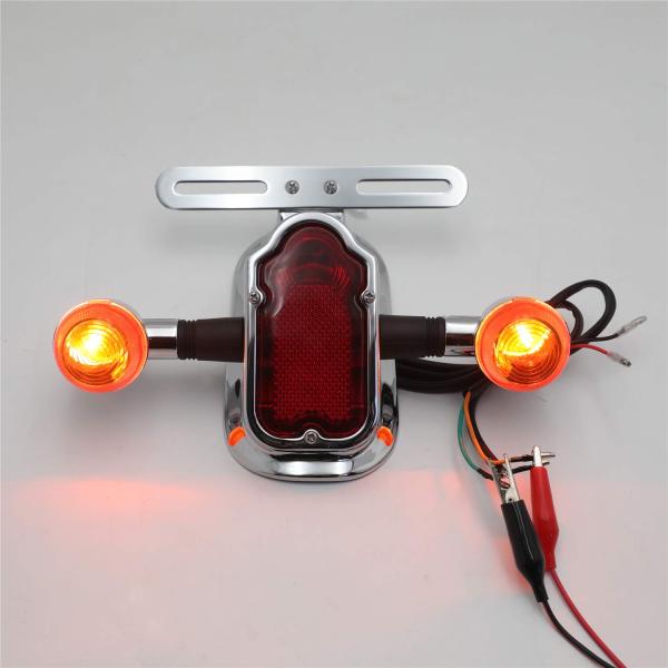 商品名:  HTTMT- Motorcycle Chrome Amber Metal Tombstone Brake Tail W/Light Signal Compatiable With Big Twin Motorcycle Bike...