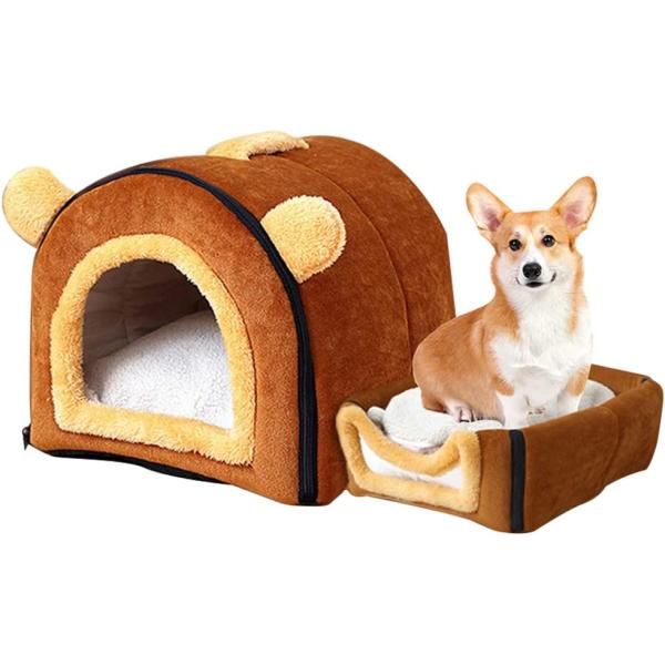 商品名SHIZLIN Igloo Dog House Washable 2 in 1 Dog Bed House Foldable Warm Indoor Dog House Cat Cave for Small and Medium-Si...