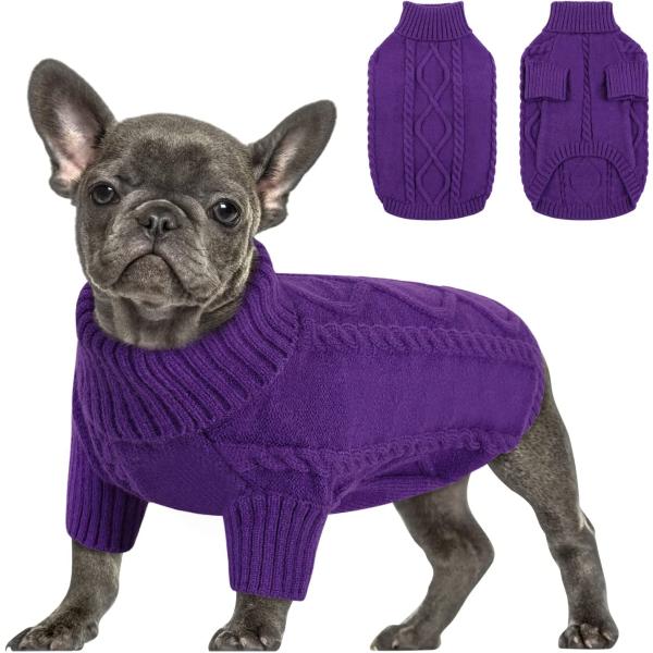 商品名Queenmore Small Dog Pullover Sweater, Cold Weather Cable Knitwear, Classic Turtleneck Thick Warm Clothes for Chihuahu...