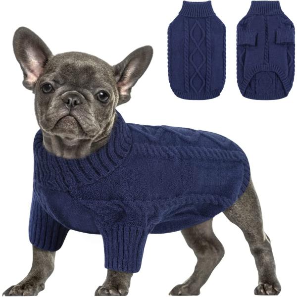 商品名Queenmore Small Dog Pullover Sweater, Cold Weather Cable Knitwear, Classic Turtleneck Thick Warm Clothes for Chihuahu...