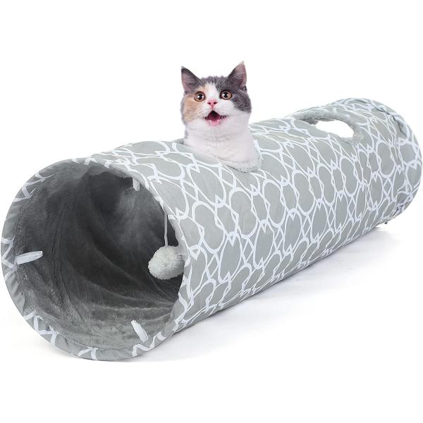 商品名LUCKITTY Large Geometric Cat Tunnel with Plush Inside,Big Cats Toys Collapsible Tunnel Tube with Balls, for Rabbits, ...