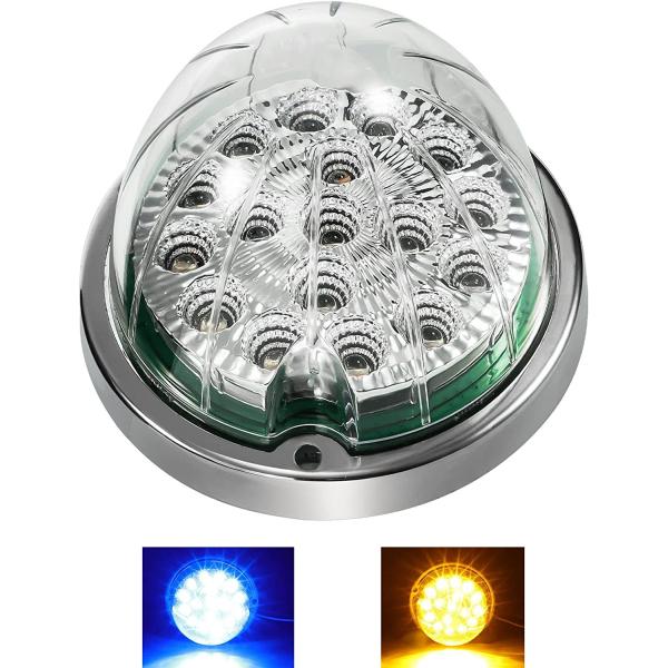 商品名BROVIEW Dual Revolution Watermelon Lights for Semi Truck, 17 LED Amber Turn Signal Side Marker to Blue Auxiliary Inte...