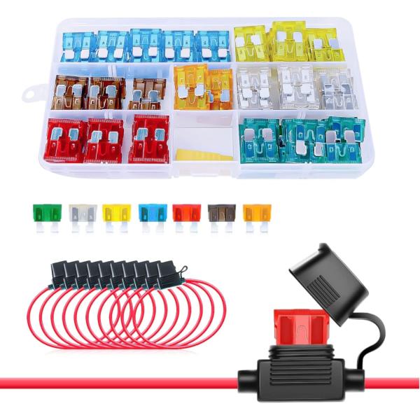 商品名Avenemark 120 Pcs Standard Car Blade Fuses Assortment Kit 5A/7.5A/10A/15A/20A/25A/30A AMP Assorted Set with 10 Pack 1...
