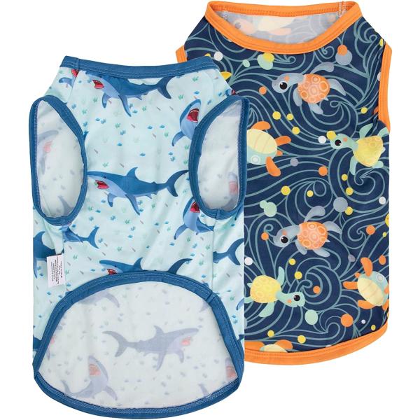 商品名CuteBone Dog Shirts 2-Pack Soft Pet Clothes Breathable Summer Vest for Small Puppy and Stretchy Cat Apparel 2BX11XSブラ...