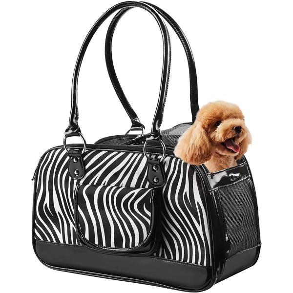 商品名NewEle Fashion Dog Purse Carrier for Small Dogs with Extra Pockets, Holds Up to 8lbs Quality PU Leather Pet Carrier, ...