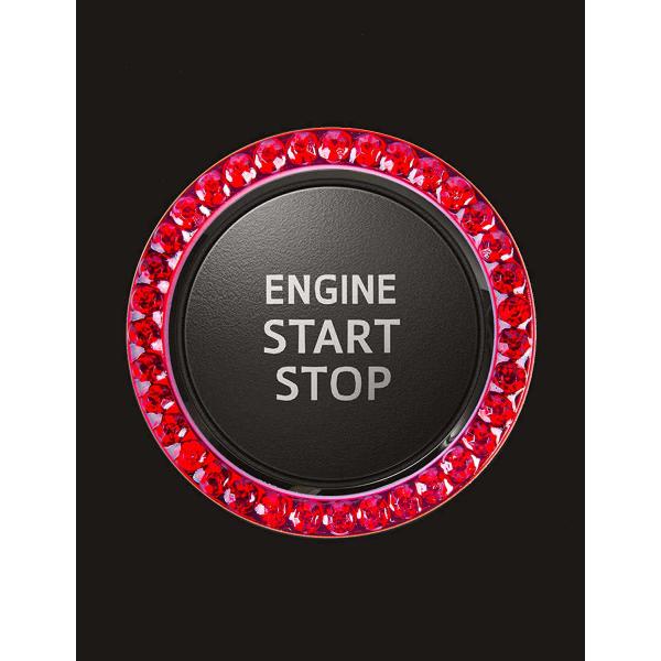 商品名Push to Start Button Cover Bling Ring, Crystal Rhinestone Car Engine Start Stop Button Cover, Key Ignition Starter &a...