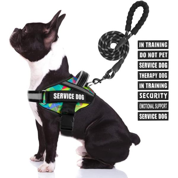 商品名Service Dog Vest Harness and Leash Set, Animire in Training Dog Harness with 8 Dog Patches, Reflective Dog Leash with...