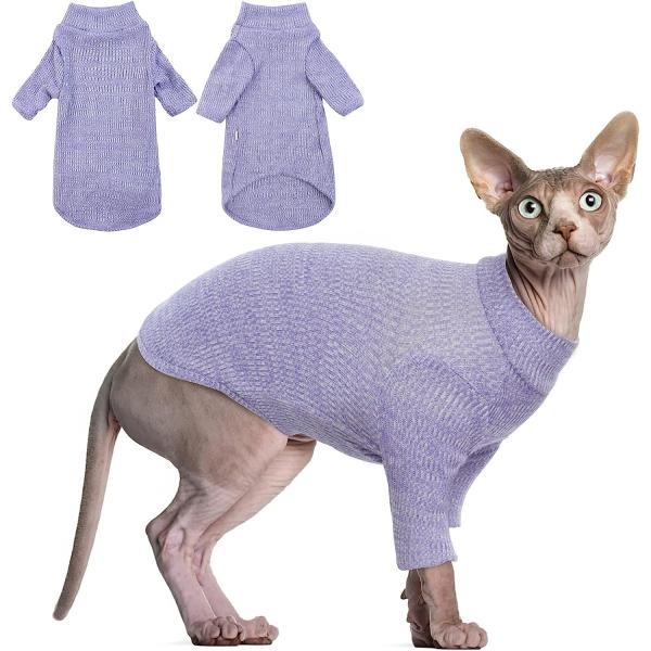 商品名DENTRUN Sphynx Hairless Cats Shirt, Pullover Kitten T-Shirts with Sleeves, Breathable Cat Wear Turtleneck Sweater, Ad...