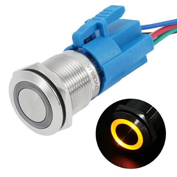 商品名AUNOVG 19mm Momentary Push Button Switch 12V Led Light Car Switches Power Switch On Off Waterproof 24 Volt Stainless ...